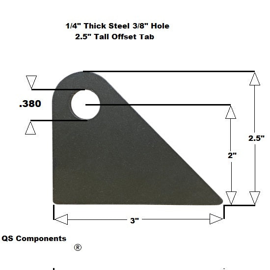 Offset Tab 3/8" Hole 1/4" Thick 2 1/2" Tall 3" Base Chassis Flat Tab ...